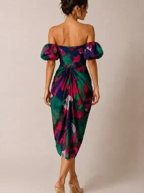 PrettyLittleThing | Dresses | Prettylittlething Abstract Print Puff ...